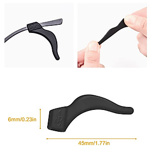 24PCS Eyeglasses Ear Grips, Anti Slip Elastic Comfort Glasses Retainers For Spectacle Sunglasses Reading Glasses Eyewear, Eyeglass Ear Hook, Sport Black YJG Yjg01
