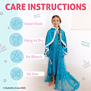 Butterfly Craze Snow Princess Kids Cape with Hood - A Gorgeous Ice Blue Children's Warm Winter Wrap Shawl Perfect for Your Toddler's Adventure, Pretend Play & Dress up Costume, Cape Only, XL 7-8yrs