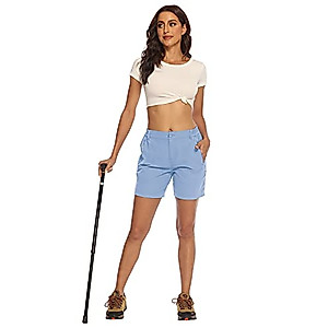 TBMPOY Women's Hiking Cargo Shorts Quick Dry with Pockets Lightweight Work Golf Short Outdoor Active Summer for Women Blue Purple L