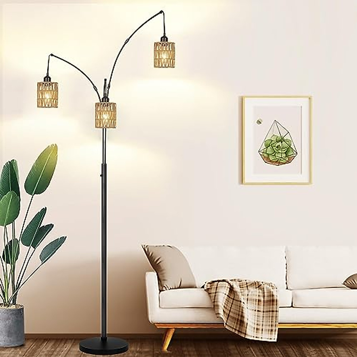 3 Pack Rattan Lamp Shade Small Boho Shades Replacement - Pendant Sconce Shade Ceiling Fan Light Covers Cylinder Woven Lampshade for Floor Lamps Pendant Light Chandelier Wall Sconces Light Fixture
