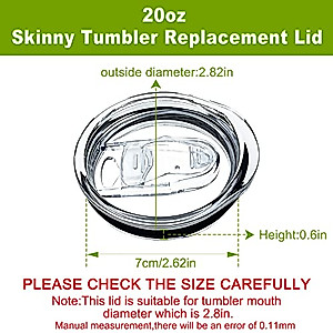 XccMe 20oz Skinny Tumbler Replacement Lids 2 Pack,Spill Proof Splash Resistant Silicone Sliding Covers,Straw Friendly, BPA Free
