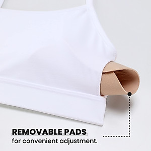 CRZ YOGA Butterluxe Womens Y-Back Racerback Sports Bra - Spaghetti Straps Wireless Scoop Neck Athletic Padded Yoga Tops White Medium