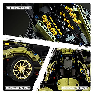 Super Sports Car Building Block kit,Cars 1:14 Model MOC Construction Toys for Boys Girls Age 8-14,Adults challenging(1039 Pieces)