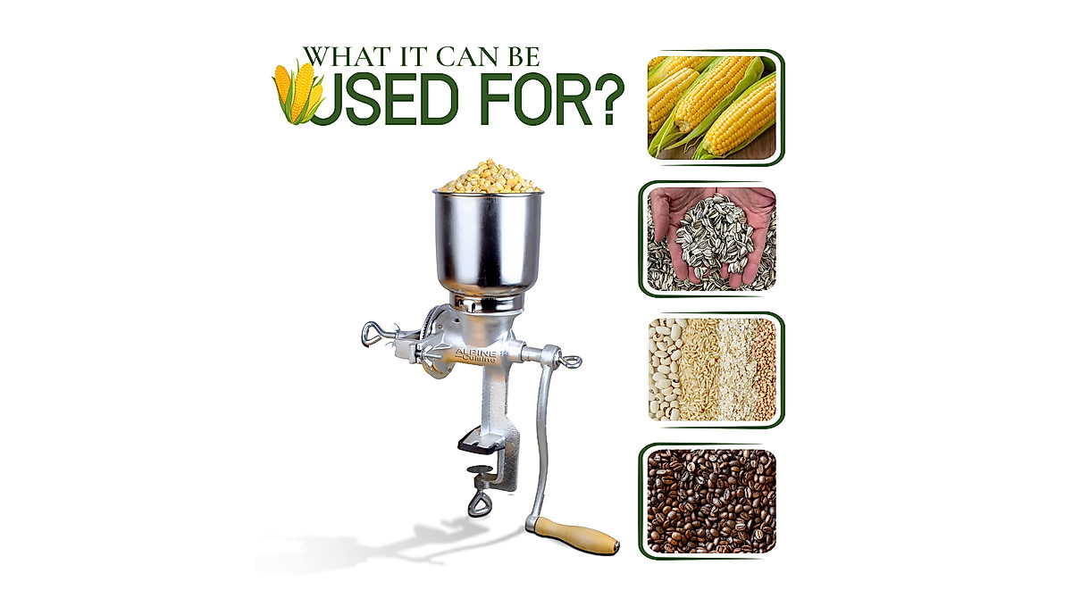 Alpine Cuisine 17" Cast Iron Corn Grinder - High Hopper
