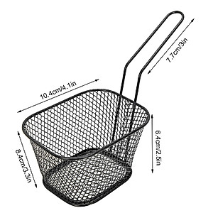 4Pcs Square Fry Basket, Stainless Steel French Fries Holder Fried Food Table Serving Net Strainer Kitchen Cooking Tools(Black)