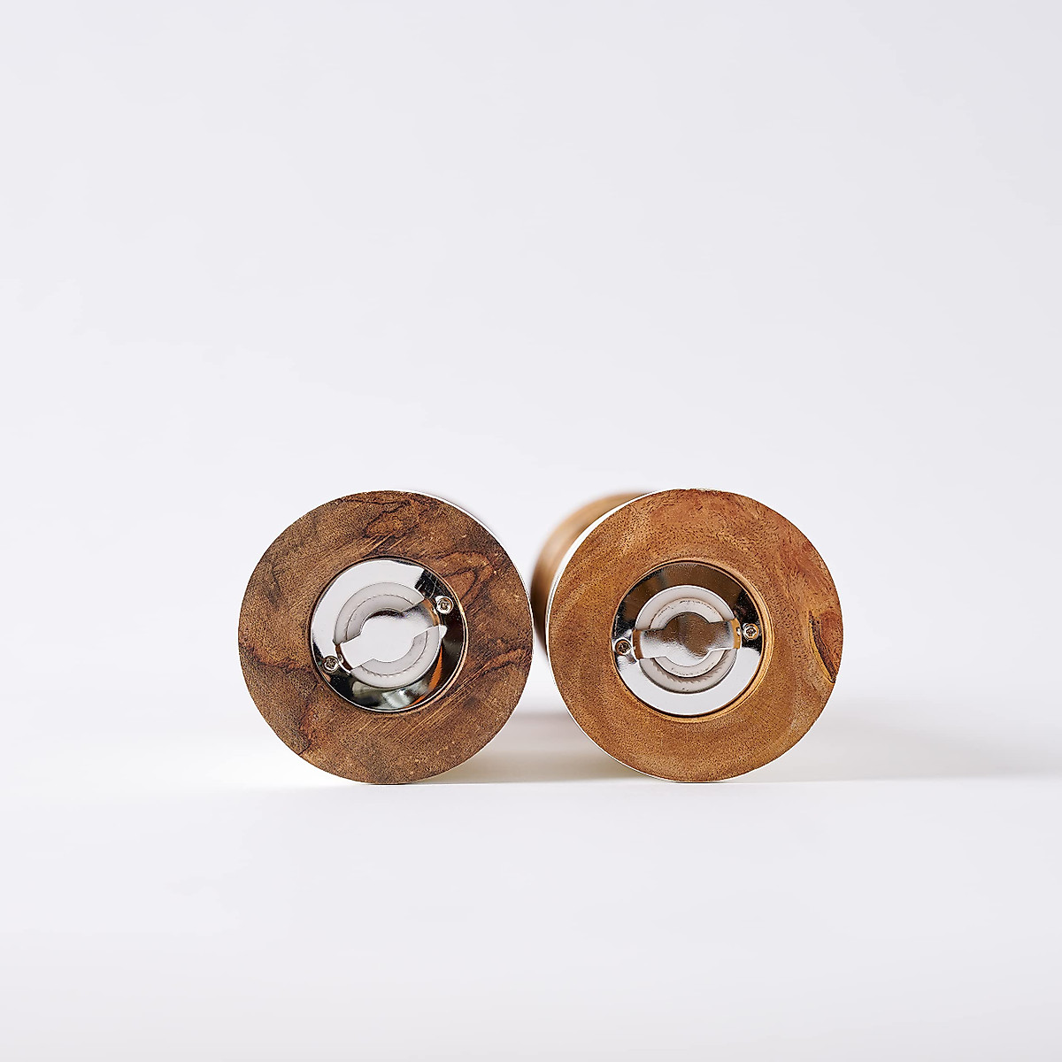 Mud Pie Farmhouse Wood and Enamel Mills Salt and Pepper Set, 10 1/2" x 3" dia, White, Brown