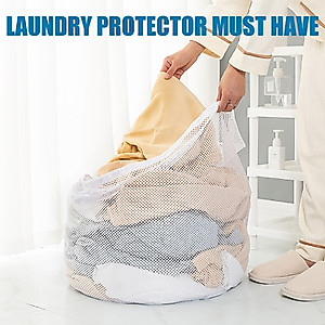 Nicunom 8 Pcs Mesh Laundry Bags, 24" x 31" Large Laundry Bag With Drawstring Closure, Machine Washable Bags for Travel Storage, College, Dorm, Laundromat, Apartments