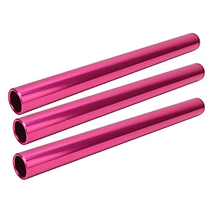 Keenso Relay Race Baton, 3 Pcs Aluminum Alloy Track and Field Relay Baton Sports Relay Race Baton Sports Game Props(pink)