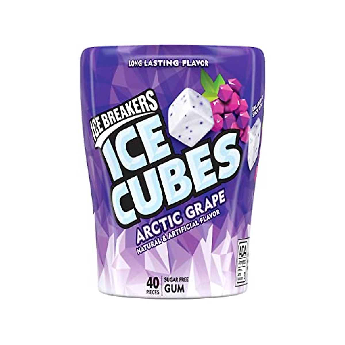 ICE BREAKERS Ice Cubes Arctic Grape Sugar Free Chewing Gum Bottles, 3.24 oz (6 Count, 40 Pieces)