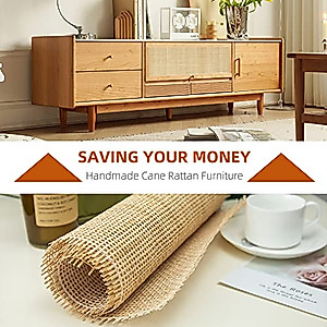 Cane Webbing,14" Width Rattan Webbing Roll 3.3Ft Natural Caning Kit Material for Cabinet,Chair,Home Furnitur