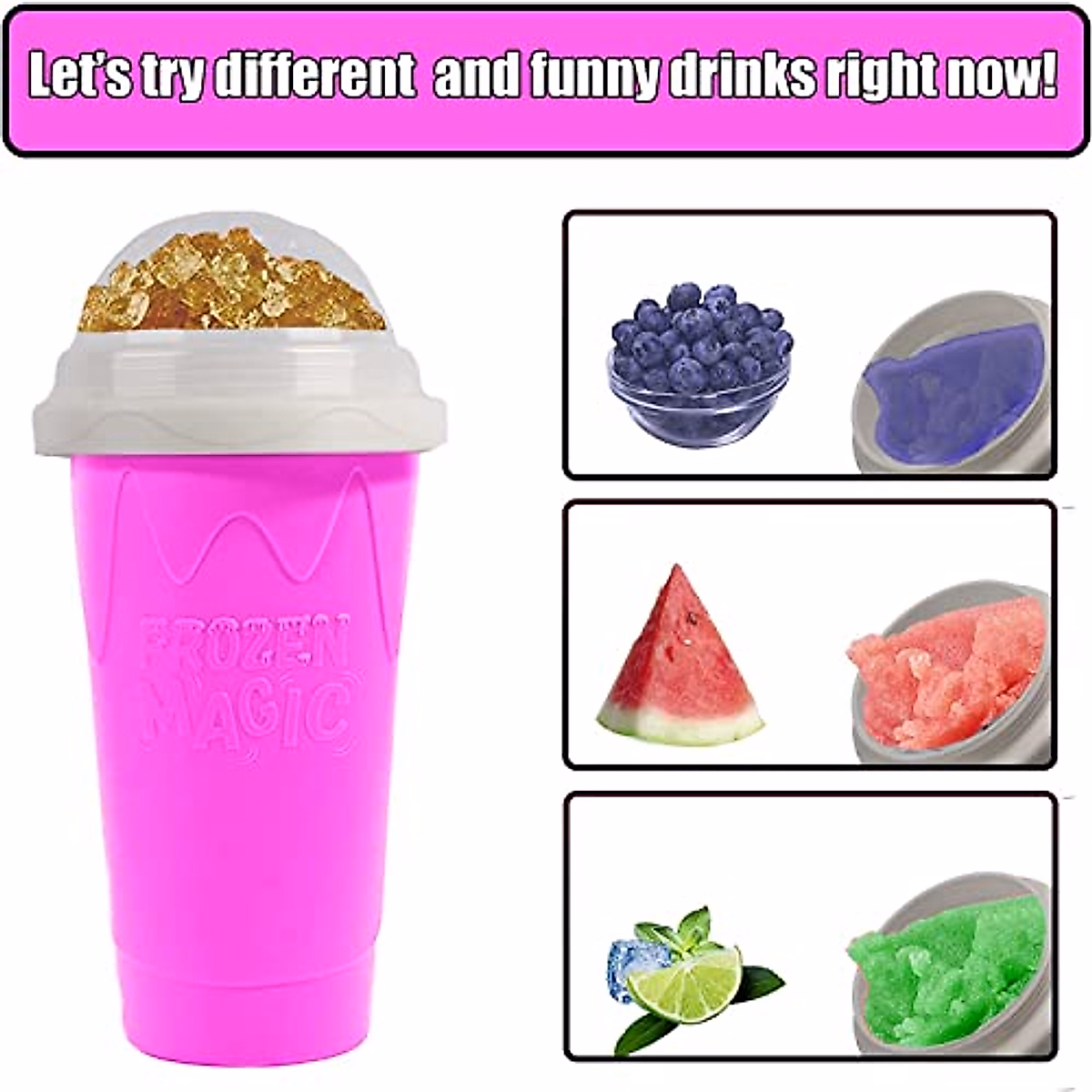 GRETA COMMERCE Slushy Maker Cup Portable and Double Layer Ice Cream Maker Slushie Magic Cup for DIY Drinks Milk Shake