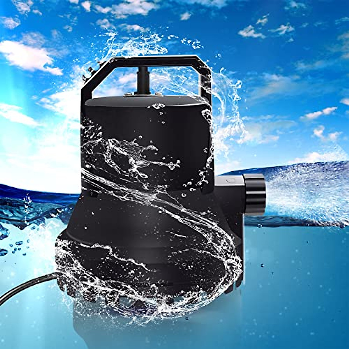 2200GPH 1/4 HP Automatic ON/Off Submersible Water Pump with Garden Hose Adapter, 14.8FT Lift Height, Swimming Pool Cover Pump for Waterfall, Fish Tank, Pond, Aquarium, Hydroponic Systems