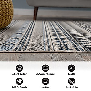 Rugshop Bohemian Design Area Rug for Patio Rugs,Deck Rugs,Balcony Rugs Indoor/Outdoor Area Rug 7'10" x 10' Cream