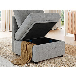 LINSY HOME Oversized Modular Sofa, Rubik III 4 Seat Modular Sectional Couch with 4 Ottomans, U Shaped Sleeper Sofa with Storage, All Covers Changeable Washable, Grey