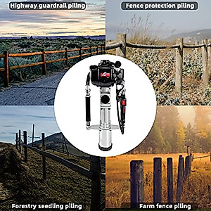 HIGOSPRO Gas Powered 4-Stroke T Post Driver Hammer Drills, 37.7CC Gasoline Engine Pile Driver, Air Cooling Single Cylinder Gasoline Petrol Garden Fencing Tool Machine with 2 Post Driving Head