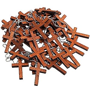 Hicarer Cross Charm Mini Wood Cross Charm Wooden Cross Pendant Hanging Ornament for Men, Women DIY Necklace Bracelet Earring Jewelry Craft Making (120 Pieces)