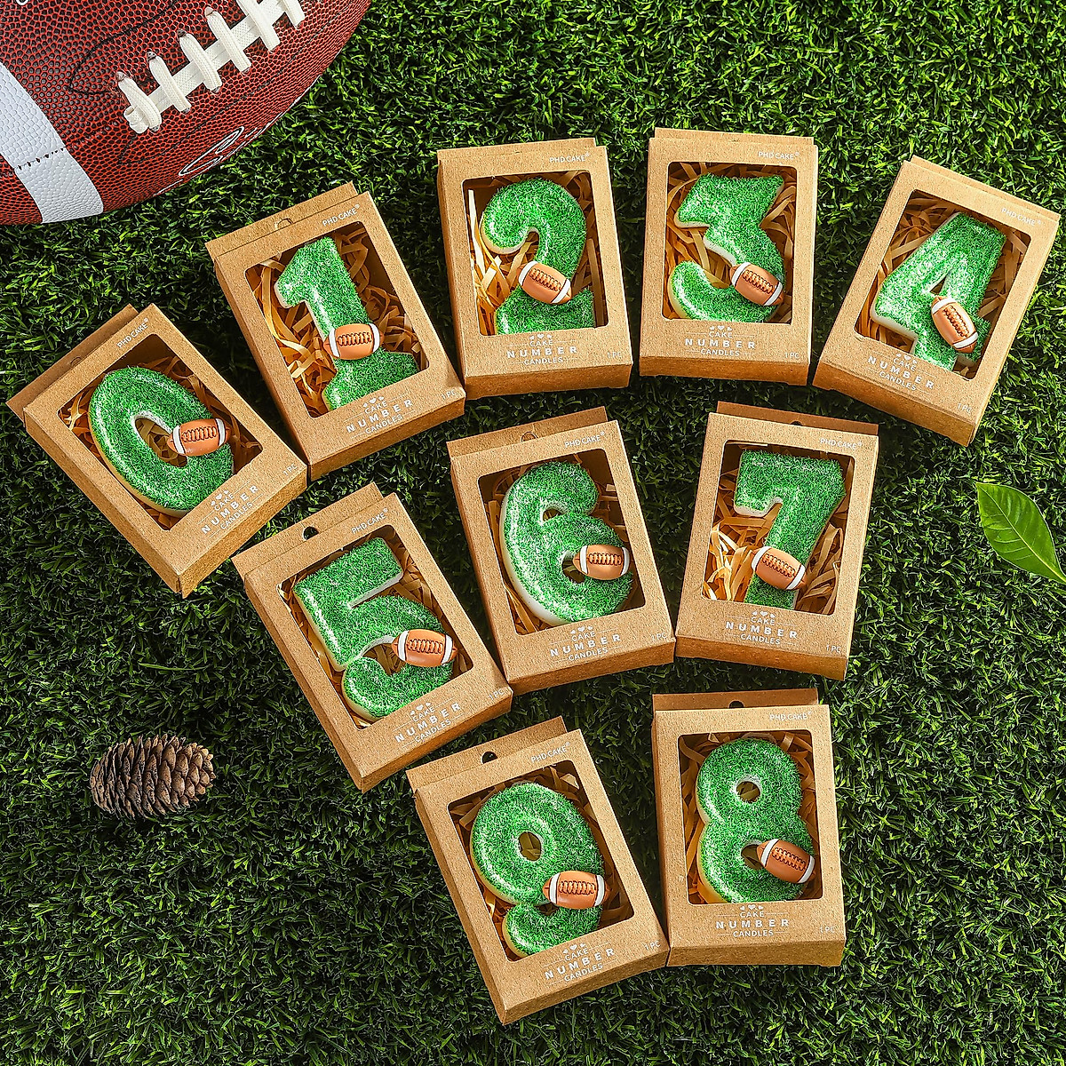 PHD CAKE 2.76 Inch Number 1 Football Birthday Candles, Football Themed Number Candles, Party Celebration