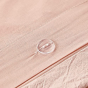 Urban Habitat Duvet Set 100% Cotton Jacquard, Tufts Accent, Shabby Chic All Season Cover for Comforter, Matching Shams, Decorative Pillows, Twin/Twin XL (68 in x 92 in), Pink 5 Piece