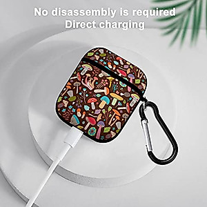 Colorful Cartoon Mushroom AirPods 2 & 1 Case Cover Gifts with Keychain, Shock Absorption Soft Cover AirPods 2 & 1 Earphone Protective Case for Men Women