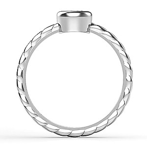 Metal Factory Sz 9.0 Solid Sterling Silver Solitaire Bezel Set CZ Wedding Engagement Ring