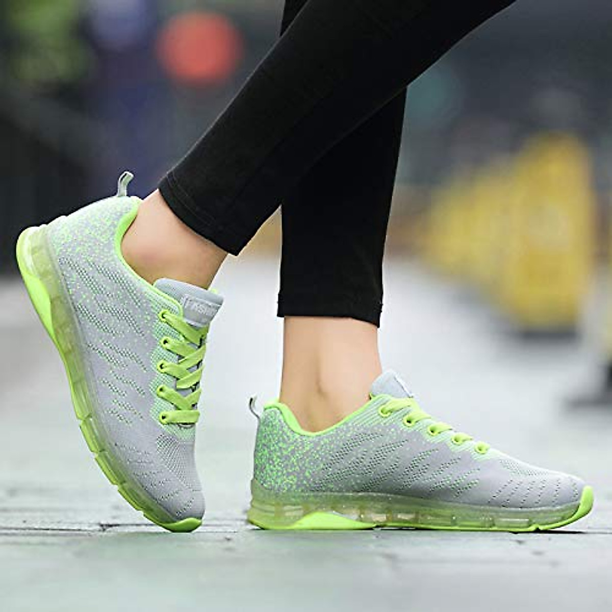 justHIGH Women's Running Shoes Slip Resistant Work Shoes Lightweight Lace Up Sneakers Green