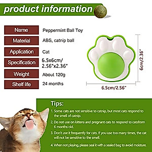Havenfly Catnip Ball, Edible Catnip Balls for Cats Wall, Kitty Toys for Catnip Wall Ball, Rotatable Mint Ball Kitten Chew Treats for Teeth Cleaning Biting Dental Care