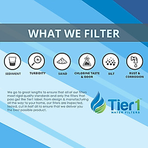 Tier1 5 Micron 20 Inch x 2.5 Inch Activated Carbon Block Whole House Water Filter Replacement Cartridge Kit with O-ring and Lubricant | Compatible with Pentek EP-20, 155529-43, Home Water Filter