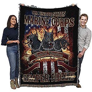 Pure Country Weavers US Marine Corps - The Devil Dog Semper Fidelis Blanket - Gift Military Tapestry Throw Woven from Cotton - Made in The USA (72x54)
