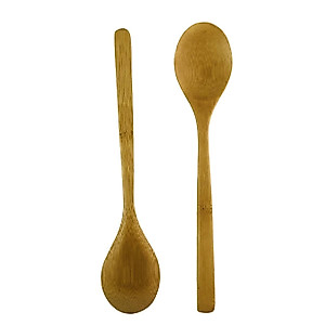 JapanBargain 3807, Pack of 10 Solid Bamboo Dinner Spoons Soup Spoons, 8-inch