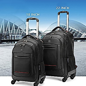 StarCloud 22 inch Large Rolling Backpack with 4 Wheels, Travel Commute Bag, Carry on Luggage Trolley Suitcase,24.8 * 16.14 * 9.84(inch) (4 Wheels Rolling Bacckpack, 22Inch)