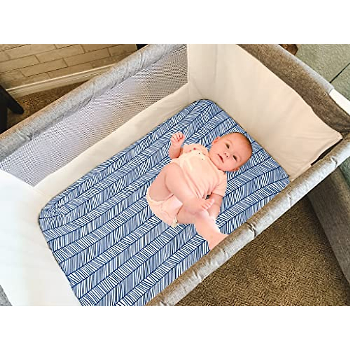 Bassinet Bed Sheets – Premium Bassinet Fitted Sheets 4 Pack – 100% Jersey Knit Cotton Cradle Sheets – Bassinet Bedding for Standard Size Oval or Halo Bassinet Pads – Bassinet Sheet for Boy & Girl