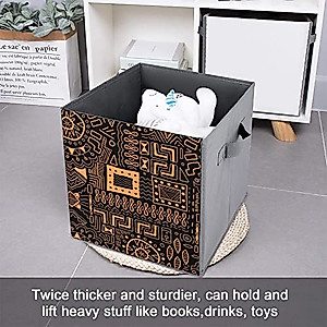Aztec Tribal Art Foldable Storage Bins Printd Fabric Cube Baskets Boxes with Handles for Clothes Toys, 11x11x11