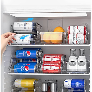 2-layer Auto Rolling Down Soda beer Can Storage Box,Upgrade 2-Layers Foldable Automatic Rolling Drink Organizer for Fridge, Clear Plastic Canned Pantry Storage Holds(1 Pack)