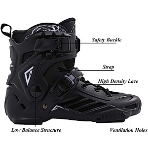 LIKU Black Professional Inline Skates Unisex (Men 11,Women 12)
