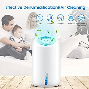 Dehumidifier - 31oz(900ml) 【40dB Ultra Quiet】 Small Dehumidifiers Up to 215 Sq ft with 【Overflow Protection】, 【Portable Mini Dehumidifiers】 for Home Bedroom Bathroom Basement Closet RV