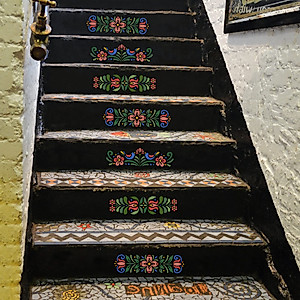 BENECREAT Plastic Folk Decorative Painting Stencil Templates, 12x12inch Floral Pattern Scandinavian Style Reusable Drawing Stencils for DIY Art Craft Wall Canvas Furniture