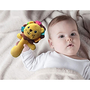 Soft Baby Rattle Toys Plush Stuffed Animal Hand Rattles for Toddlers Girls Boys Development Infant Toys-Lion