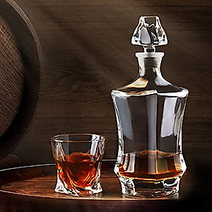 WODEXINGKO Whiskey Decanter Sets for Men, Crystal Whiskey Decanter and Glasses set, Liquor decanter for Bourbon, Scotch, Vodka, Whiskey - Whiskey gifts for men. Transparent