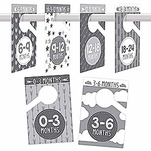 6 Hanger Dividers Baby Closet Size Dividers - Gray Closet Organizer Baby Closet Dividers, Baby Closet Organizer For Nursery Organization, Baby Essentials For Newborn Essentials, Nursery Closet Divider