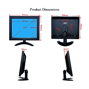 iChawk 9.7'' inch Monitor 1024x768 4:3 Full View IPS Positive Screen AV BNC HDMI VGA Built-in Speaker LCD Screen PC Display, Industrial Medical Equipment, Pluggable U-Disk Portable Player W097PN-592