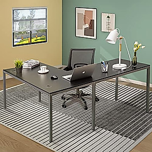GOOD & GRACIOUS L-Shaped Gaming Desk, 60x55 Inch L Shape Desk, Corner Desk for Home Office, Modern Home Office Study Writing Workstation L Table, Easy Assembly, Black&Gray