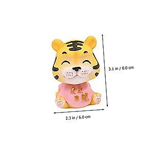 Abaodam 1pc Tiger Bobble Head Doll Chinese Decor Car Trim Office Desk Toys Bubble Ornaments Resin Ornament Small Animal Sculpture Tiger Shaking Head Toy Tiger Statue Tiger Animals Ornament
