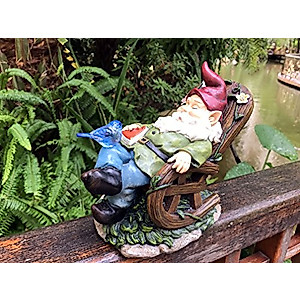 Bo-Toys Solar Powered Gnome Sleeping in a Chair LED Garden Light Decor