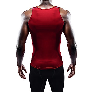 NELEUS Men's 3 Pack Athletic Compression Under Base Layer Sport Tank Top,01,Black,Grey,Red,3XL