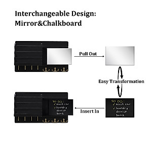 Kenvary Key Holder Rack for Wall, Entryway Hook with Shelf, Mail Organizer with Chalkboard, Rustic Mail Organizer with Mirror, Easy Installation