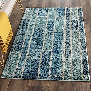 SAFAVIEH Monaco Collection Accent Rug - 3' x 5', Blue & Multi, Modern Patchwork Distressed Design, Non-Shedding & Easy Care, Ideal for High Traffic Areas in Entryway, Living Room, Bedroom (MNC216J)