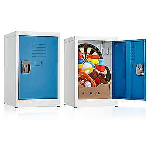 AdirOffice Kids Steel Metal Storage Locker - for Home & School - with Key & Hanging Rods (24 in 1 Door, Blue)