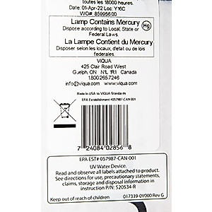 Viqua 602856 UV lamp PRO30, PRO50, J, K Water Treatment Systems