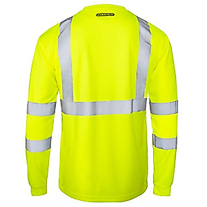 JORESTECH Safety T Shirt Reflective High Visibility Long Sleeve Yellow/Lime ANSI Class 3 Level 2 Type R TS-02 (L)