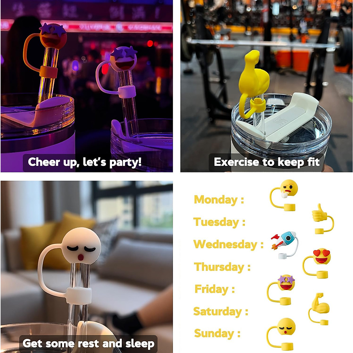 5-Pack Straw Covers Cap for Stanley Cup, Food-Grade Silicone Straw Toppers for 30&40 Oz Stanley Cups, Reusable Dust-Proof Straw Tips for 10mm (0.4in) Straws, Stanley Tumbler Accessories